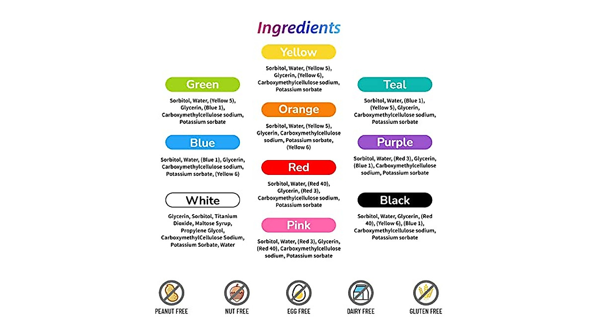 Vibrant Gel Food Coloring Set - 10 Neon Edible Colors for Baking