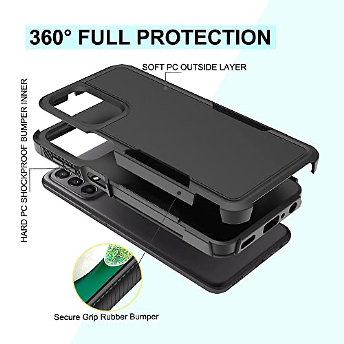 LEXNEC Designed for Moto G Power 2023 & Moto G 5G 2023 Case,Heavy-Duty Tough Rugged Lightweight Slim Shockproof Protective Men Women Phone Case Cover for Motorola G Power 2023 5G (6.5",2023)[Black]
