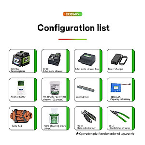 Komshine Optical Fusion Splicer EX39 FTTH Mini Fiber Fusion Splicer Machine Kit 8s Fast Splicing Fast-Heating 18s with Fiber Cleaver FC-30 Welding Machine Empalmador De Fibra óptica