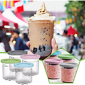 Ice Cream Pints Cups Reusable Ice Cream Pints Containers Kitchen Accessory with Lids for Ninja XSKPLID2CD, Compatible with NC299AMZ C300s Series to Ice Cream Mix Finished Products Storage (1PC Green)