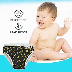 ImseVimse Eco Friendly Reusable Swim Diaper Made of Organic Cloth Sized for Infant to Toddler Boys - Black Banana, 2 Pack (XL 18-24M, 2T (24-31 lbs))