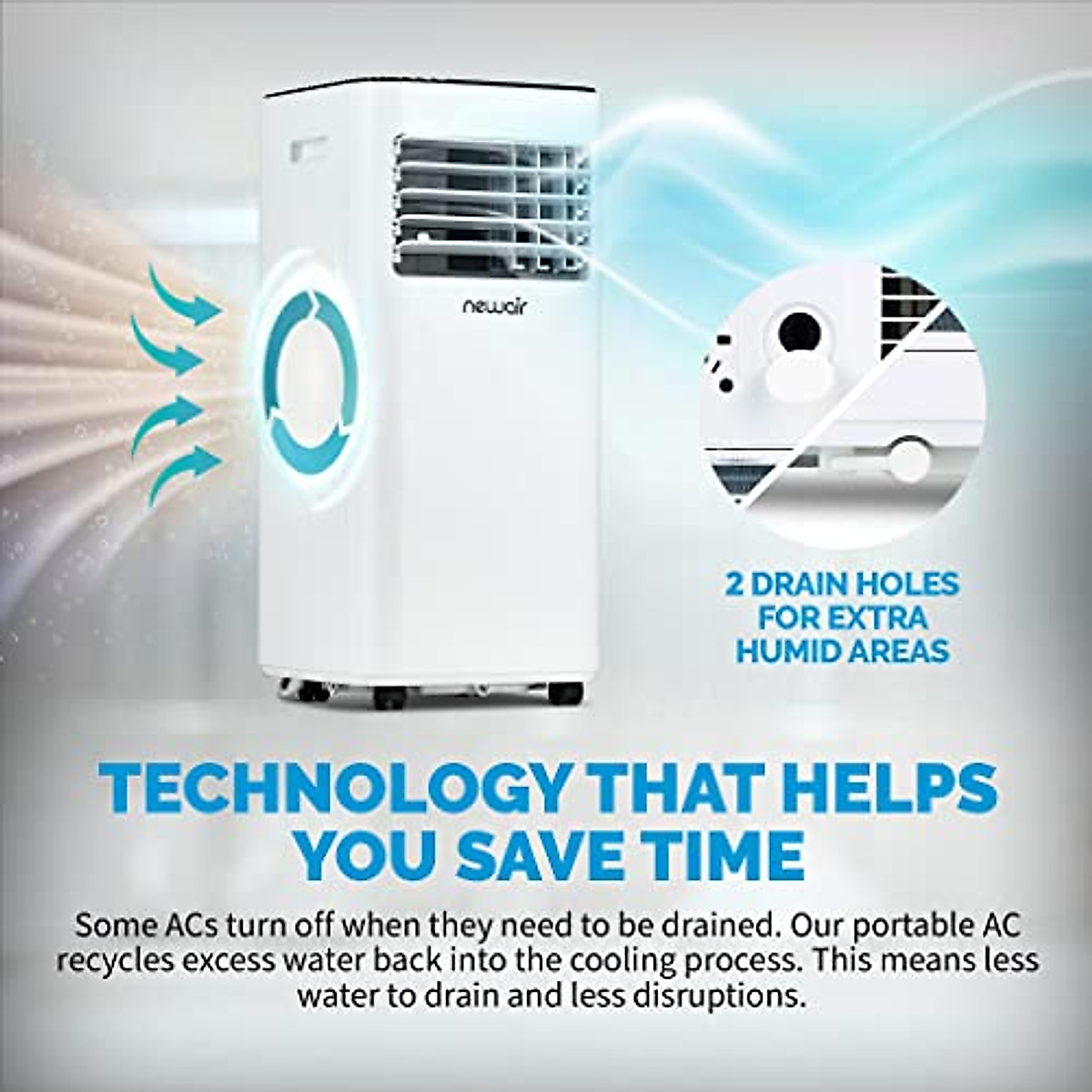 Newair Portable Air Conditioner | 10,000 BTU | White | Compact AC Design with Easy Setup Window Venting Kit, Self-Evaporative System, Quiet Operation, Dehumidifying Mode with Remote and Timer