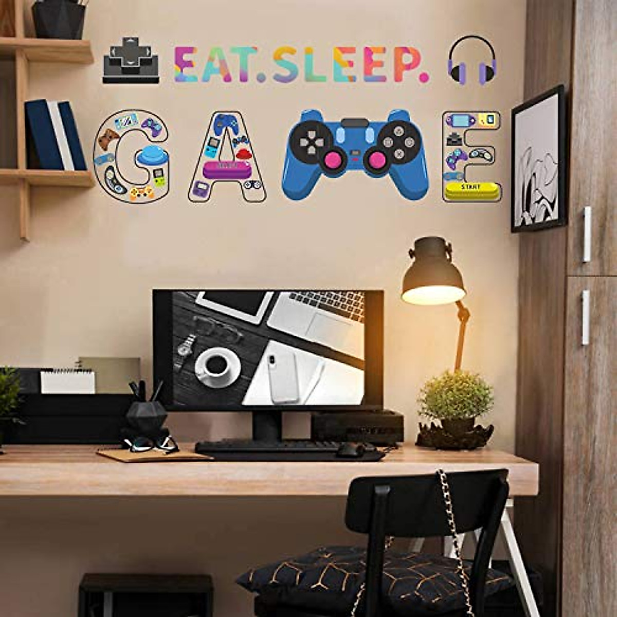 Gamer Wall Decals Controller Video Games Wall Stickers for Boy Bedroom Kids Room Playroom Nursery Home Decoration (Game)