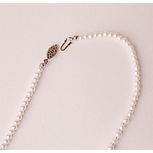 Mariell Pearl Necklace for Brides with Rhinestone Crystal Fireball Accents, 20", Bridal & Wedding Jewelry