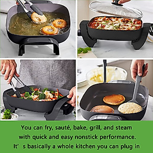 12-inch Ceramic Electric Skillet Nonstick - with Glass Lid, Adjustable Temperature Control (5QT.)