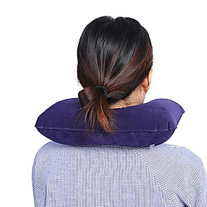 U Pillow,Portable Lightweight Soft Inflatable U Shape Neck Pillow Adults Headrest Air Cushion for Travel Home Office