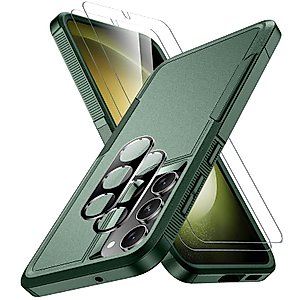 SPIDERCASE Designed for Samsung Galaxy S23 Case, [10 FT Military Grade Drop Protection], 2 Pack [Tempered Glass Screen Protector+Camera Lens Protector] Heavy Duty Shockproof Case, Deep Green