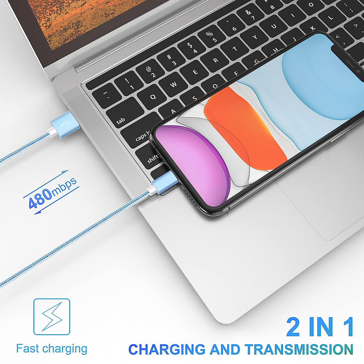 iPhone Charger Cable 5Pack【3/3/6/6/10FT】iPhone Charger Cord MFi Certified Lightning Cable, Fast iPhone Charging Cord Nylon Braided USB Lightning Cable Compatible iPhone14 13 12 11/ XS/Max/XR/X/8/7//6/