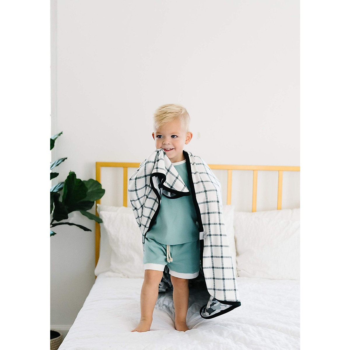 Large Premium Knit Baby 3 Layer Stretchy Quilt Blanket"Gunnar" by Copper Pearl