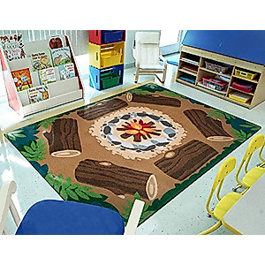 Joy Carpets Campfire Fun Area Rug in Color Multi, 5'4" x 7'8"