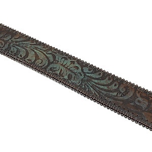 Western Scroll Buckle with Turquoise Tinted Embossed Brown Leather Belt (XL)