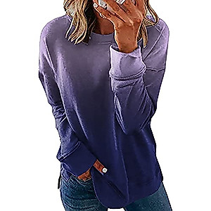 Women's Spring Long Sleeve Side Split Loose Blouses Casual Pullover Tunic Tops Womens Long Sleeve Tops Dressy Casual Winter