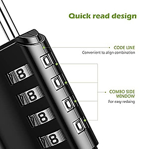 KeeKit Combination Lock, 4 Digit Combination Padlock with Keys, Resettable Waterproof Gate Lock for Locker, Gym, Fence, Case, School & Employee Locker, Toolbox – 2 Pack, Black