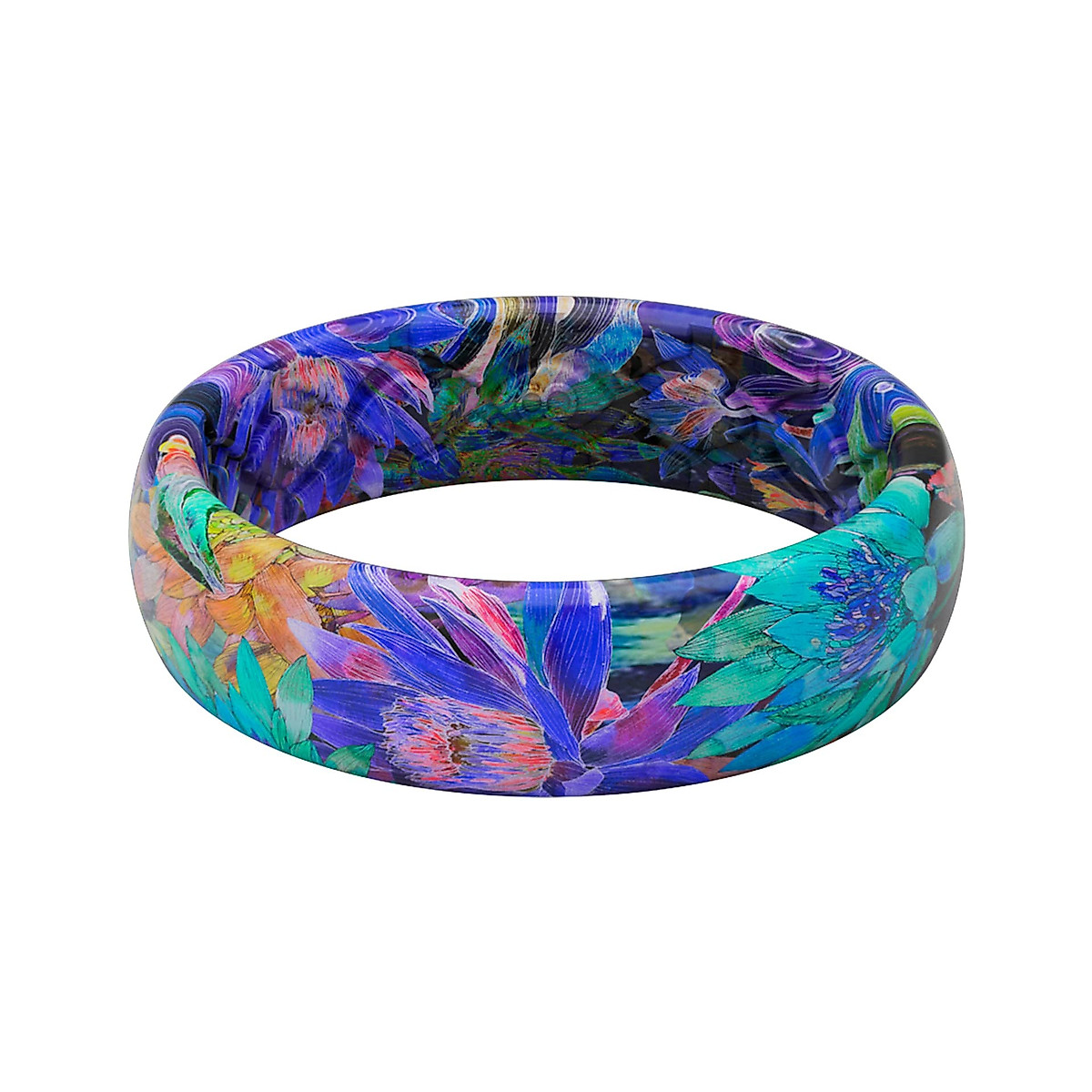 Groove Life Aspire Twilight Blossom Silicone Ring Breathable Rubber Wedding Rings for Women, Lifetime Coverage, Unique Design, Comfort Fit Ring - Size 7