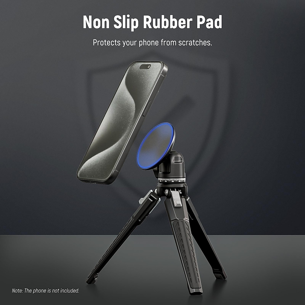 NEEWER Magnetic Desk Phone Tripod Set Compatible with MagSafe iPhone 16 15 Pro Max Plus 14 13 12 Series, Single Hand Grip Selfie Stick Metal Tabletop Mini Tripod with Ball Head, PA010+TP29