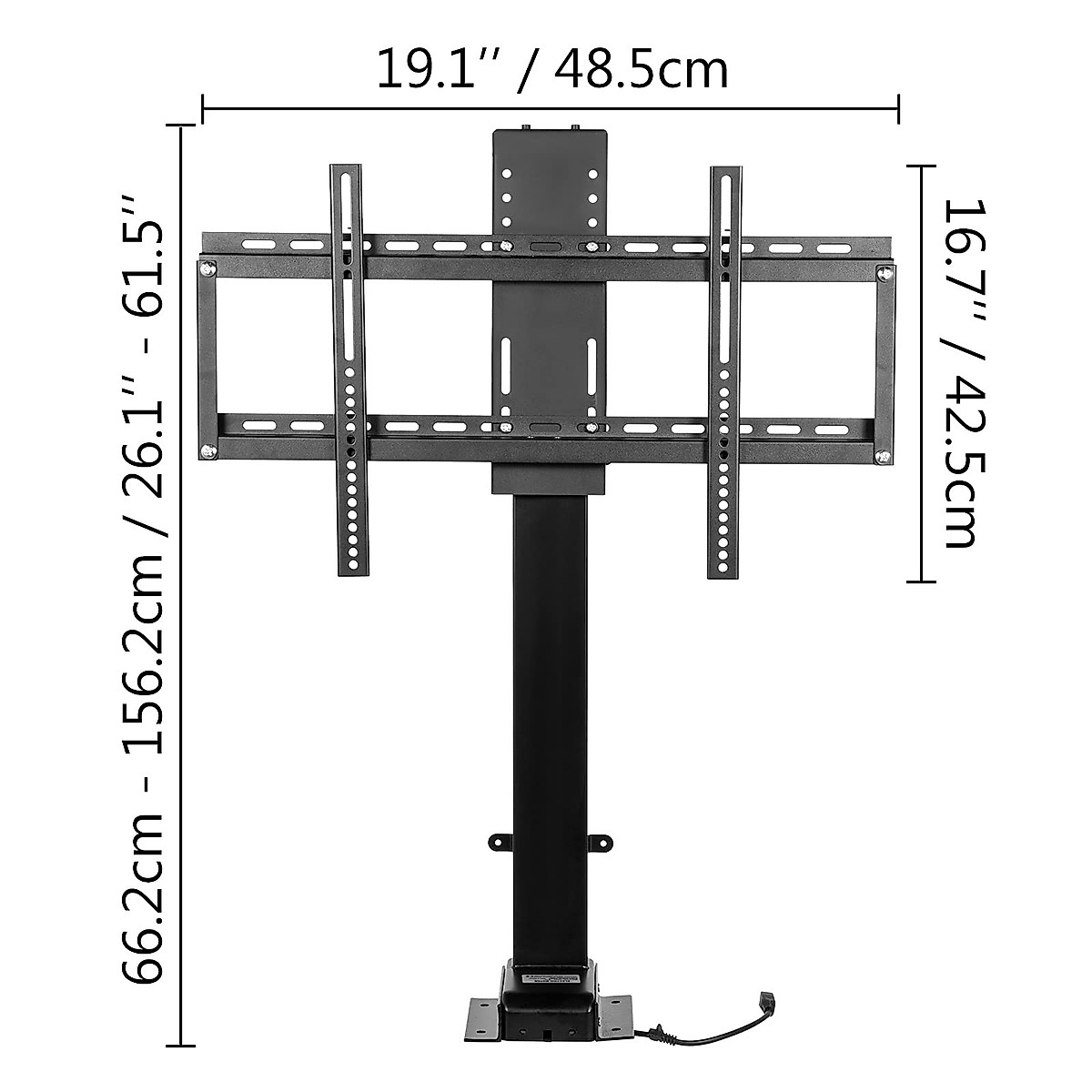 VEVOR Motorized TV Lift Stroke Length 35 Inches Motorized TV Mount Fit for 37-65 Inch TV Lift with Remote Control Height Adjustable 28.7-64.2 Inch,Load Capacity 130 Lbs