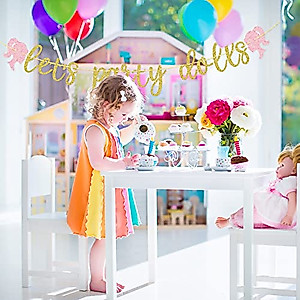 Let's Party Dolls Banner, Bridal Shower, Girls Night, Bachelorette Party Decorations (Glitter Gold)