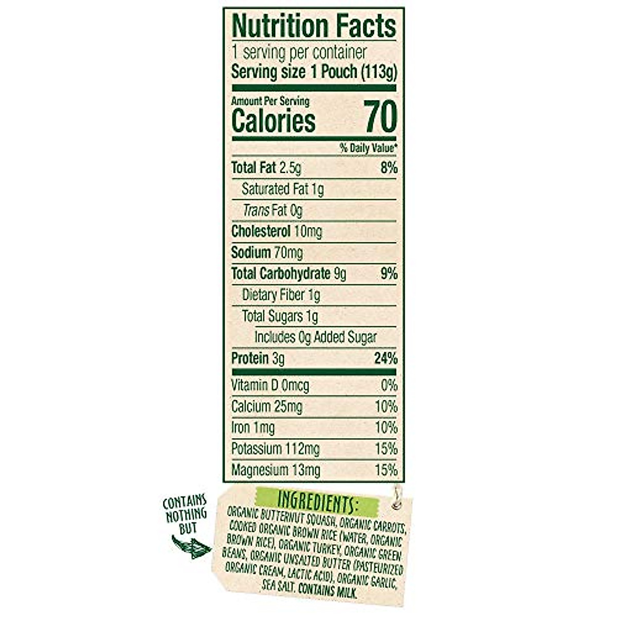 Sprout Organic Baby Food, Stage 3 Pouches, Garden Vegetables with Free-Range Turkey, 4 Oz Purees (Pack of 6)