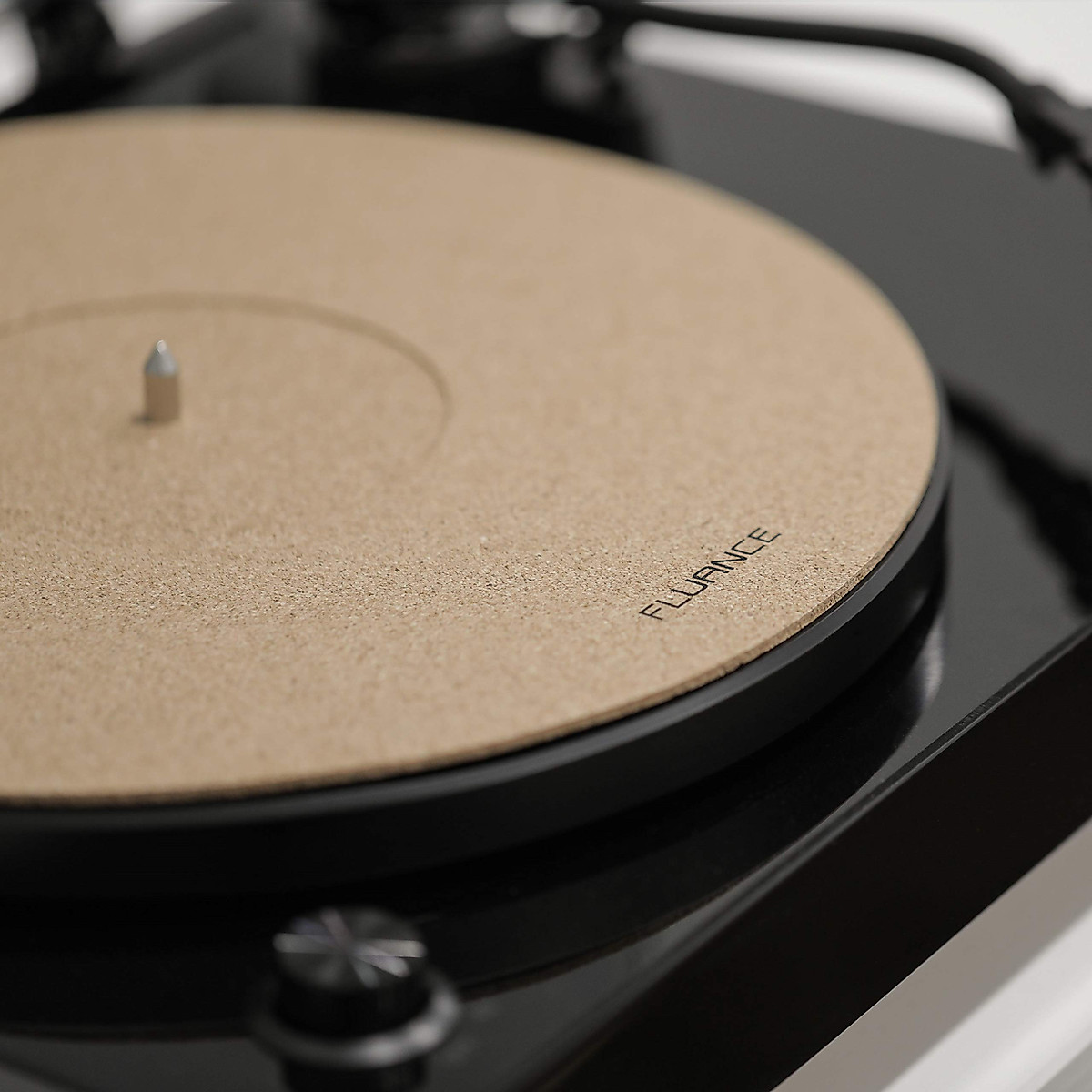 Fluance Cork Platter Mat and HiFi Vinyl Record Weight 760 gram Steel LP Disc Stabilizer Turntable Accessory with Rubberized Coating and Protective Velvet Pad for Vibration Damping (RW03)