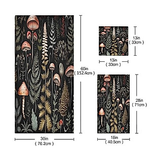 Flradish Mushrooms Towels 3 Pack Bath Towels for Bathroom Set Soft Cotton Highly Absorbent Lightweight & Quickdry Towel Set 1 Bath Towel,1 Hand Towel,1 Washclothe