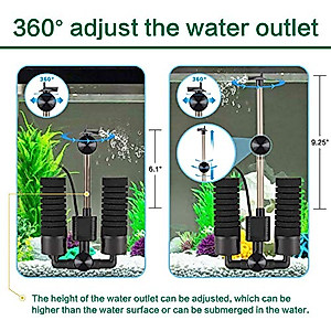 AQQA Aquarium Electric Power Sponge Filter,3W/5W Silence Submersible Foam Filter,Sponges Bio Ceramic Media Balls Double Filter for Saltwater Freshwater Fish Tank (S)
