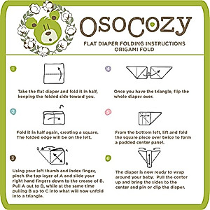 OsoCozy - Organic Flat Cloth Diapers (Dozen) - 27 x 30.5 - One-Layer Nappies Made of Soft, Durable 100% Birdseye Cotton - The Best Organic Diapers - Sold by The Dozen.