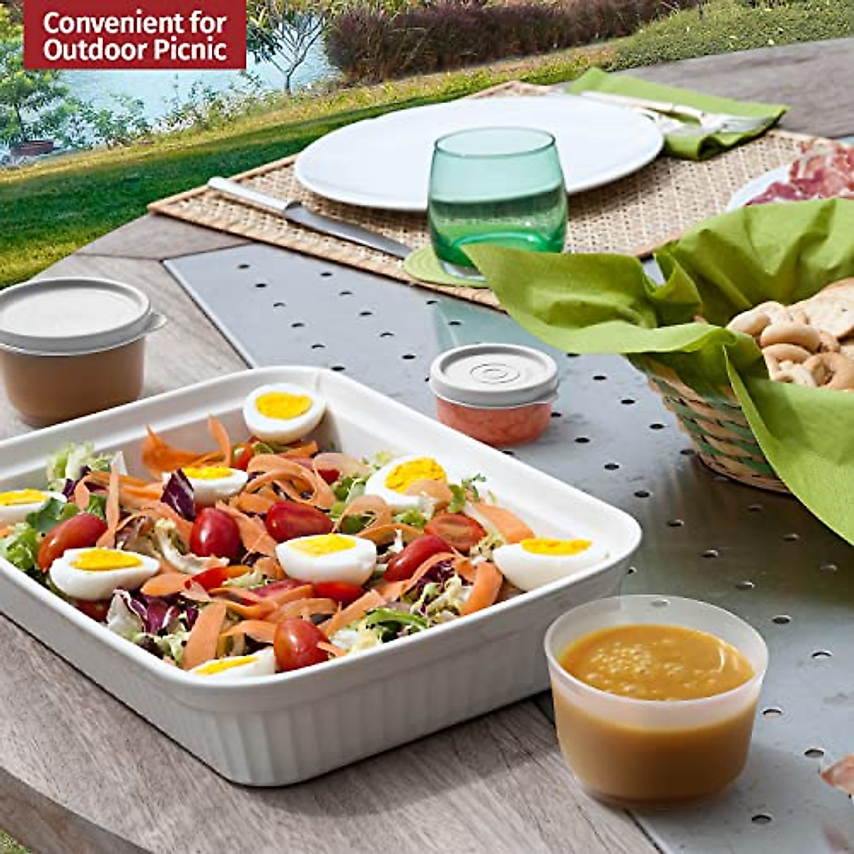 Condiment Cups Containers with Lids- 8 pk. 1.3 oz.Salad Dressing Container to go Small Food Storage Containers with Lids- Sauce Cups Leak proof Reusable Plastic BPA free for Lunch Box Picnic Travel