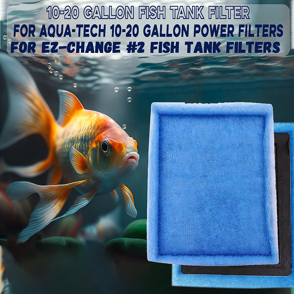 Nlcoek 10-20 Gallon Aquarium Filters for Aqua-Tech 10-20 Gallon Power Filters for EZ-Change #2 Fish Tank Filters Replacement Aquarium Filter Cartridge (3 Pcs)