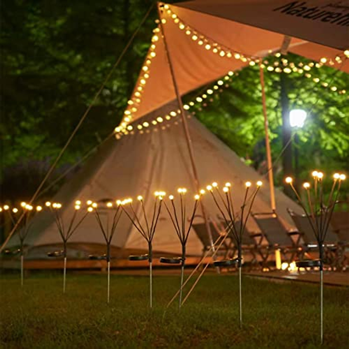 dolitify Solar Garden Lights 2Pcs Firefly Lights Solar Outdoor IP65 Waterproof Solar Swaying Lights Garden Decorative Lights for Yard Patio Pathway Decoration, Warm Light