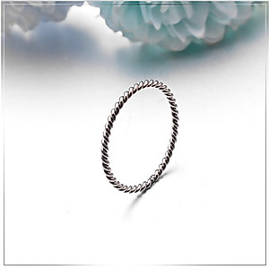 INRENG Women's Stainless Steel 1.1mm Twisted French Rope Thin Wedding Ring Silver Size 8