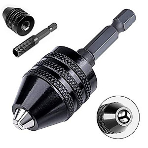 LONKER 1/4 Inch Hex Shank Keyless Drill Chuck Quick Change Adapter Converter drill adapter (0.3-6.5mm 0.3-3.6mm)