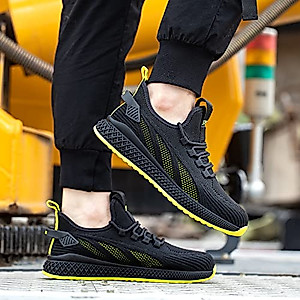 SPIEZ Safety Shoes for Men, Women 116 (Men Size 11, Black/Yellow