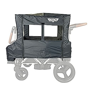 Keenz Outdoor All Weather Wind Cover and UV Protector with Windows and Zipper Enclosure for 7S Push Pull Storage Wagon Stroller, Gray