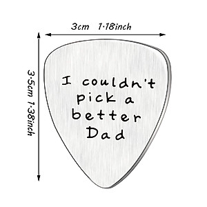 Mens I couldn't Pick a Better Dad Guitar Pick Custom Gift for Daddy Papa Stainless Steel (Matte)