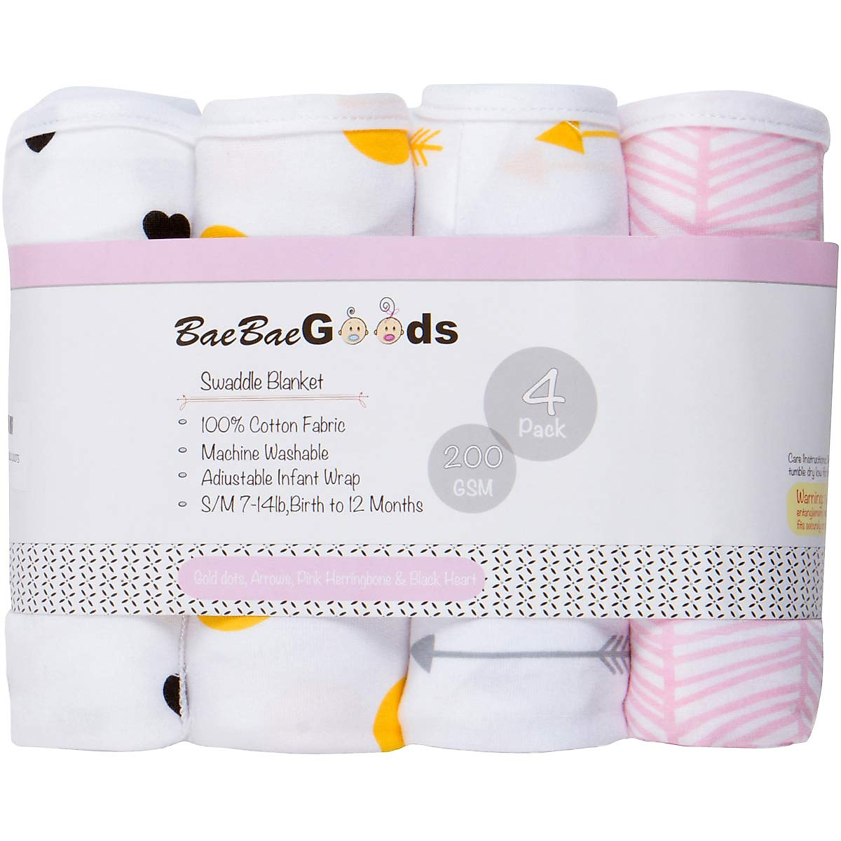 Swaddle Blanket, Adjustable Infant Baby Swaddling Wrap Set of 4, Baby Swaddling Wrap Receiving Blankets for Boys and Girls Made in Soft Cotton