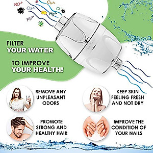 Shower Water Filter + Extra Cartridge - Universal Home Showerhead Filters With Activated Charcoal To Remove Chlorine And Hard Minerals + 1 Extra Replacement Cartridge - Chrome