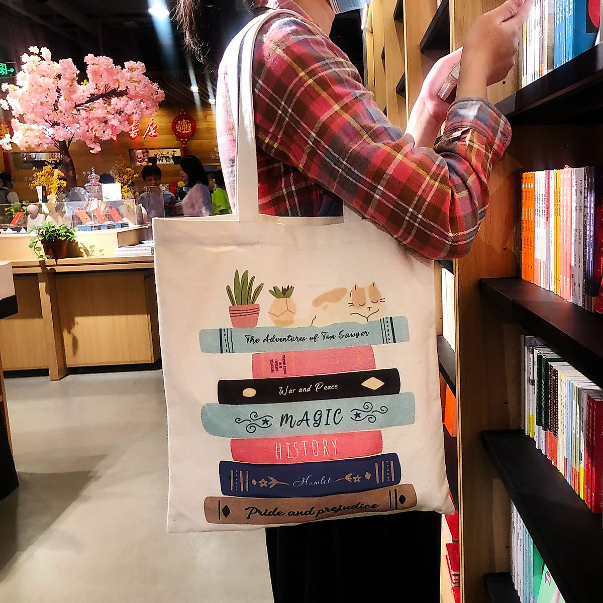 Canvas Tote Bag with Interior Pocket, Canvas Book Tote, Large Shoulder Bag, Portable washable ladies grocery shopping gift bag, canvas tote bag for women, canvas shopping bags, tote bag aesthetic