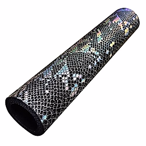 HYANG Snake Embossed Black PU Faux Leather Sheets 1 Rolls 12"X53"(30cmX135cm), Faux Leather Very Suitable for Leather Earrings, Bows, Handbag ，Sewing ，Crafts Making