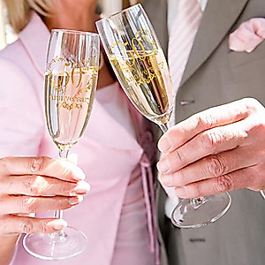 Tom Boy 50th Anniversary Champagne Flutes, Couple Gifts for Anniversary, Wedding Anniversary Champagne Flutes Glasses Set of 2, Married Couples gifts, Anniversary 50th Gifts for Parents