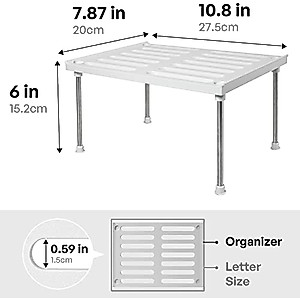 carrotez Kitchen Cabinet Organizer, Cabinet Shelves and Storage, Pantry Storage Shelf Organizer, Kitchen Counter Shelf, Cupboard, Under Sink, Stackable, Expandable, Set of 2, White
