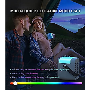 Portable Air Conditioners, Anti-Leak Personal Mini Air Conditioner Fan, Rechargeable USB Evaporative Air Cooler With 3-Speed Mode LED Light,Quiet Desktop Cooler for small Room Office Camping Car