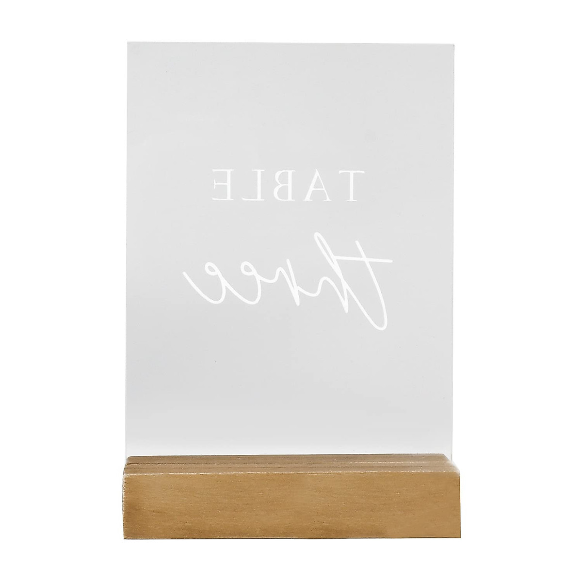Hanna Roberts Modern Table Number Acrylic Signs with Wood Stand for Wedding Reception, Restaurant, Event Party, 3.9" x 1.5" x 5.8" (Set of 10, 1-10)