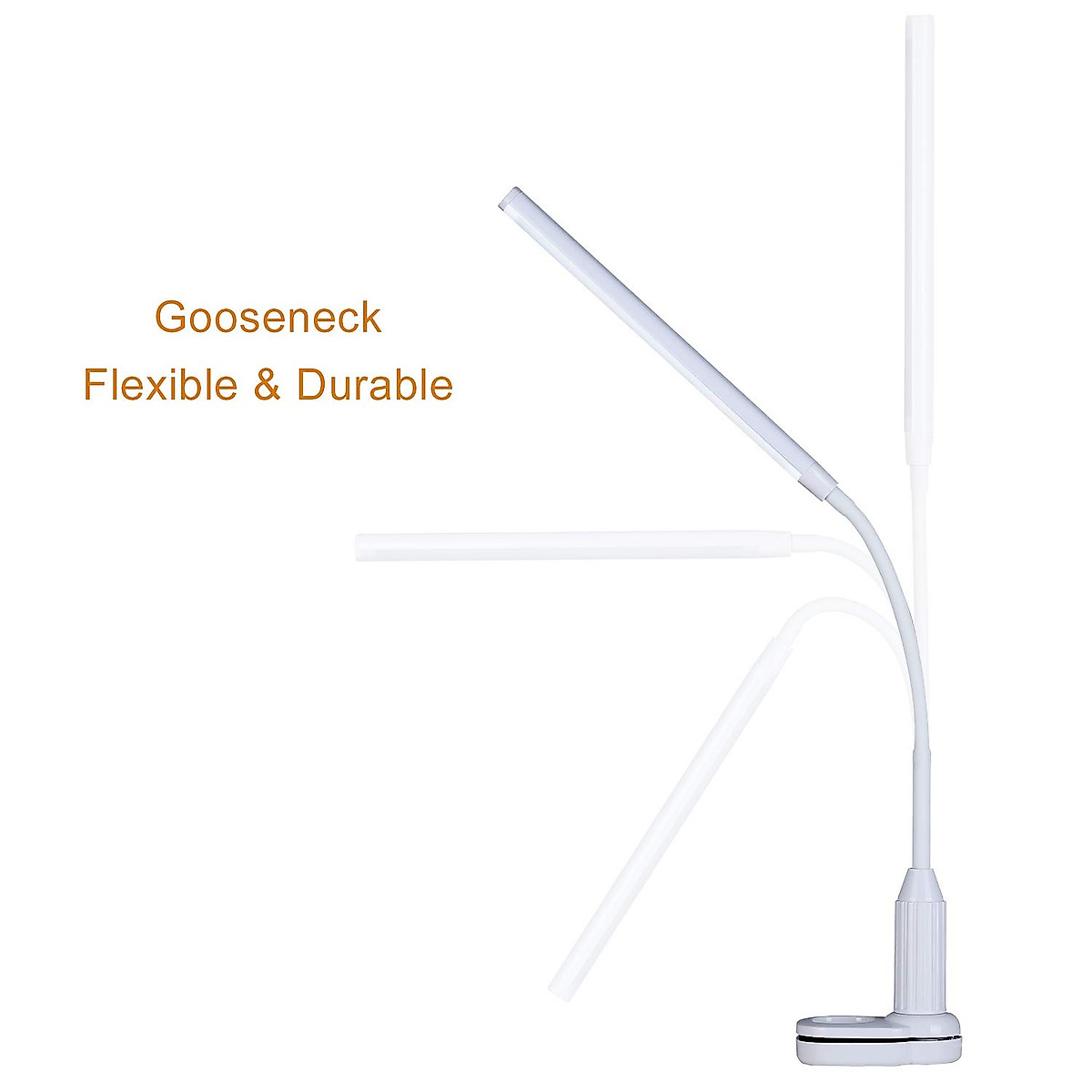 PSIVEN LED Desk Lamp, Clamp on Desk Light, Eye-Caring Gooseneck Clip on Light, 3 Color Modes, Stepless Dimming - Highly Adjustable Clamp Task Lamp/Table Lamp for Reading, Sewing, Drafting, Office