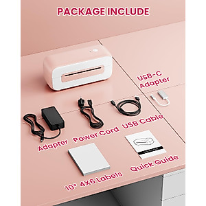 Pink Label Printer, Thermal Label Printer 4x6, Shipping Label Printer for Small Busines, Thermal Printer Compatible with Amazon, Ebay, Shopify, Etsy, UPS, FedEx, DHL, etc
