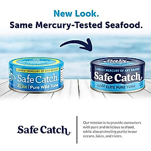Safe Catch Elite Lowest-Mercury Canned Solid Wild Tuna Fish Steak, Every Fish Is Tested, Gluten-Free, Paleo, Keto, Kosher, Non-GMO, High-Protein Food, 5oz Cans, Pack of 12