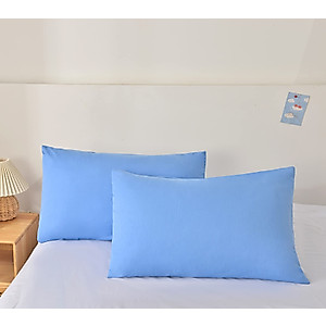 Colourful Snail 100-Percent Natural Washed Cotton Duvet Cover Set, Ultra Soft and Easy Care, Zipper Closure, Corner Ties, Simple Bedding Style, King, Blue (Comforter Not Included)