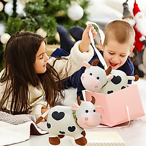 AUCOOMA Cow Plush Stuffed Animals Pillow Cute Cow Plushie Toys Stuffed Cow for Kids 11"