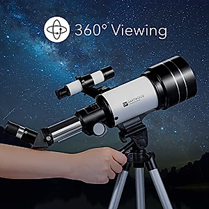 Dartwood Astronomical Telescope - 360° Rotational Telescope - Multiple Eyepieces Included for Different Zoom (Black/White)