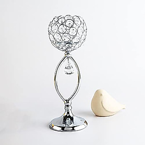 Baoblaze Crystal Candelabrum for Decorative Items, Candle Shelf for Party, Household Accessories, Durable, Silver