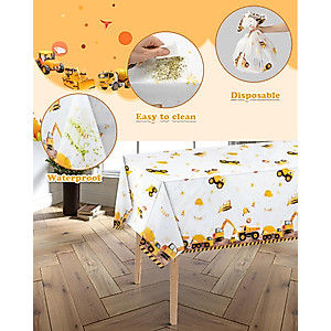 DYLZB 3PCS Truck Plastic Birthday Party Tablecloths,Construction Themed Table Cover for Kids Boy Parties Baby Showers Supplies, 54 x 108inch